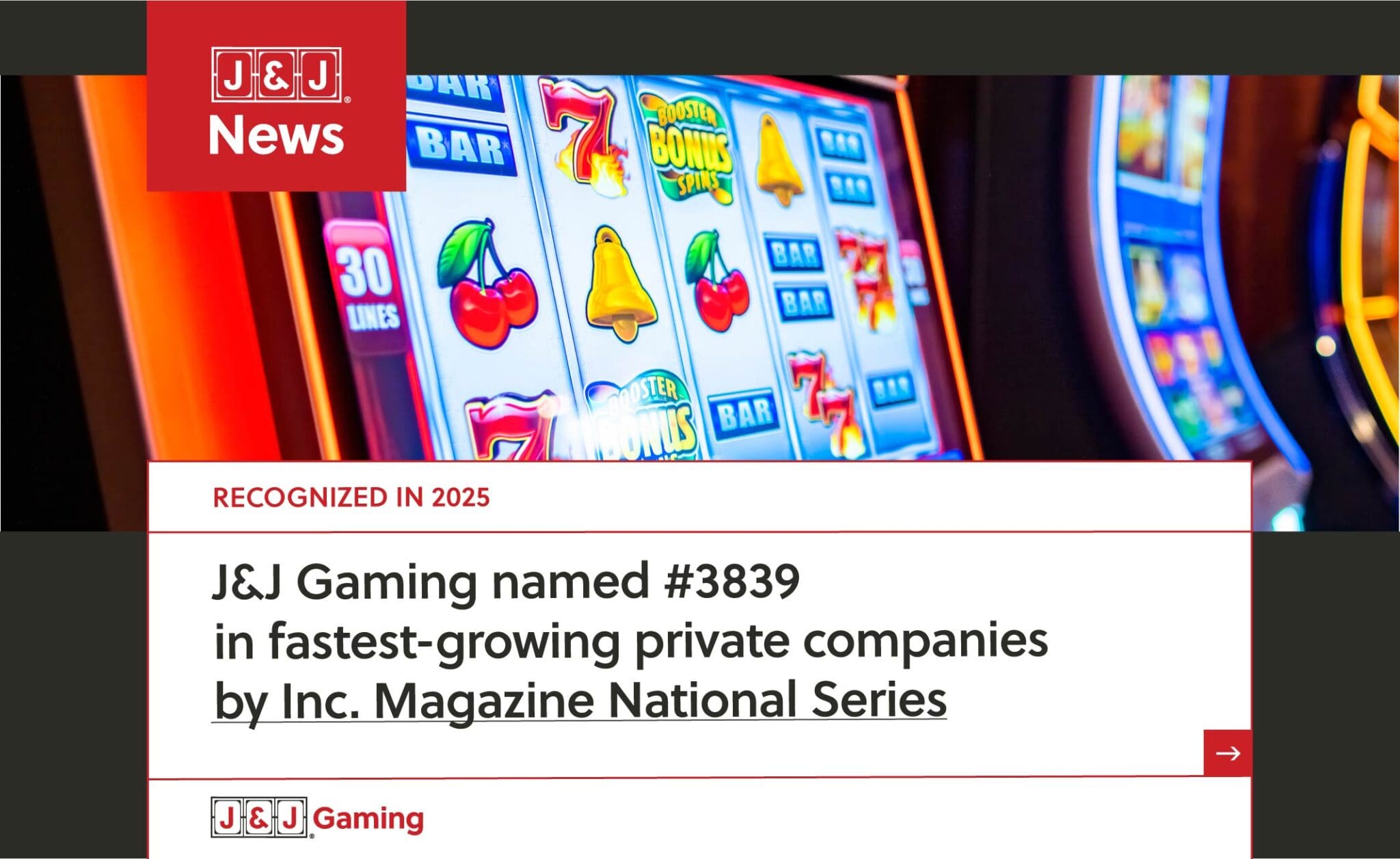Ranked #3,839 fastest growing companies | J&J Gaming